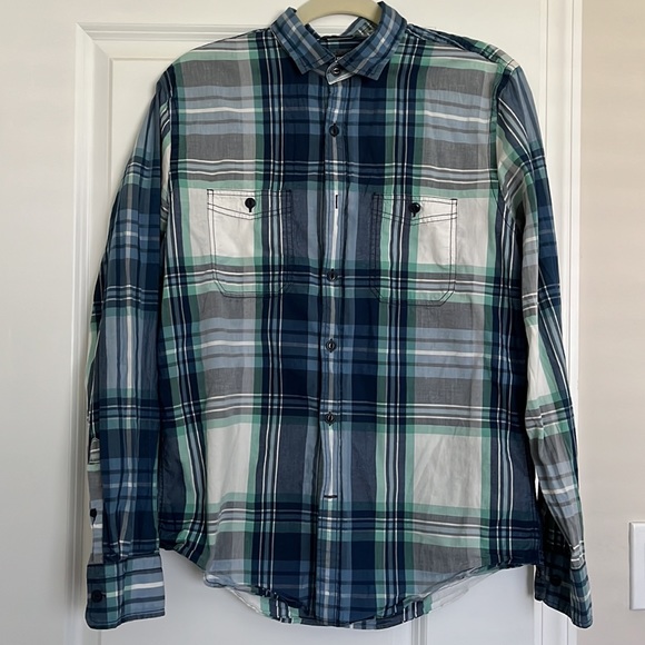 Express | Shirts | Mens Blue And Green Plaid Dress Shirt | Poshmark